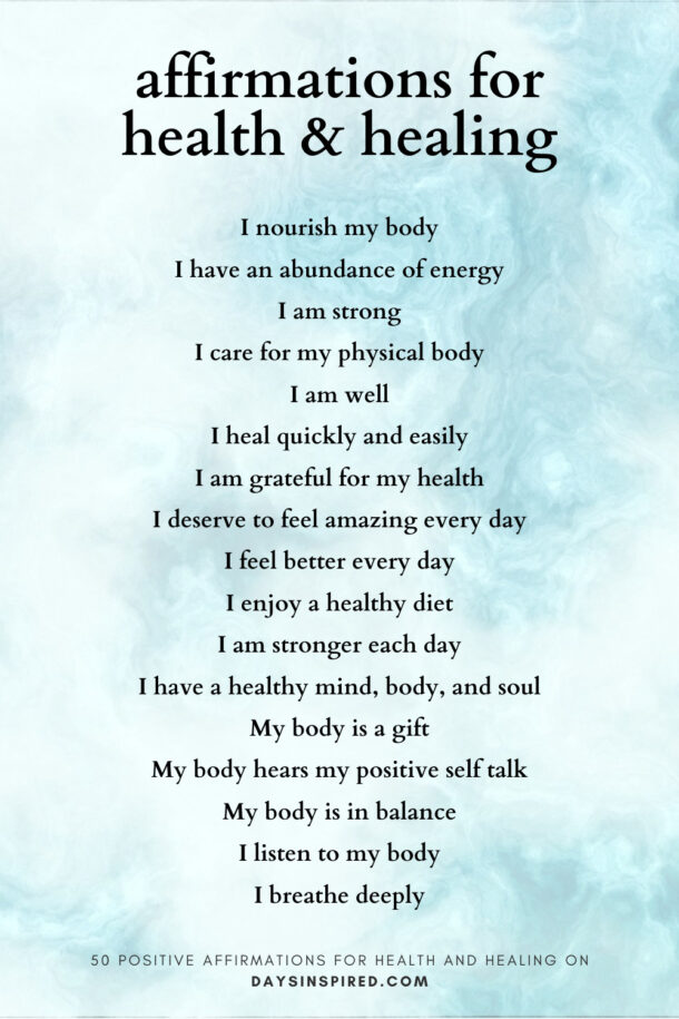 50 Positive Affirmations for Health & Healing - Days Inspired
